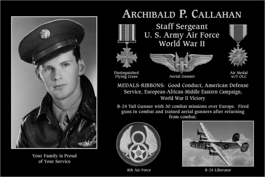 Staff Sergeant Archibald P Callahan | Mt. Soledad Virtual Plaque