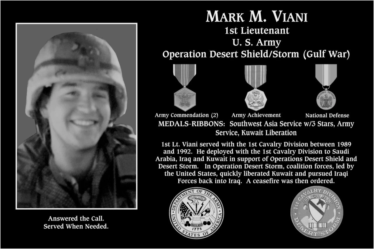 First Lieutenant Mark M Viani | Mt. Soledad Virtual Plaque