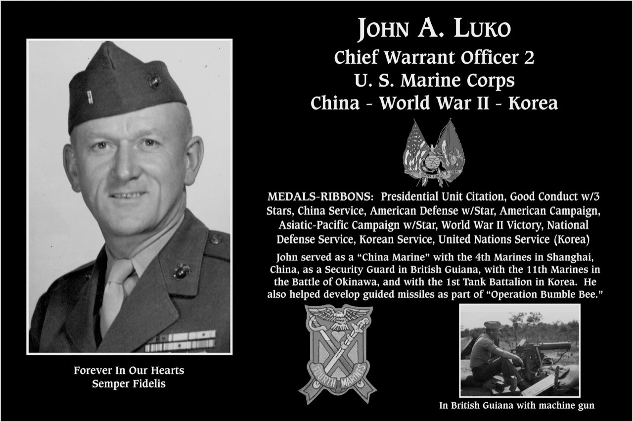 Chief Warrant Officer 2 John A. Luko | Mt. Soledad Virtual Plaque