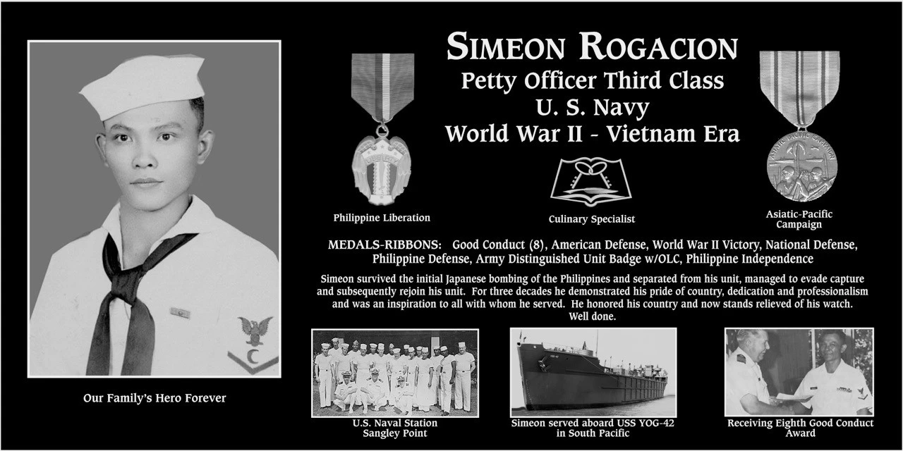 Petty Officer Third Class Simeon Rogacion | Mt. Soledad Virtual Plaque