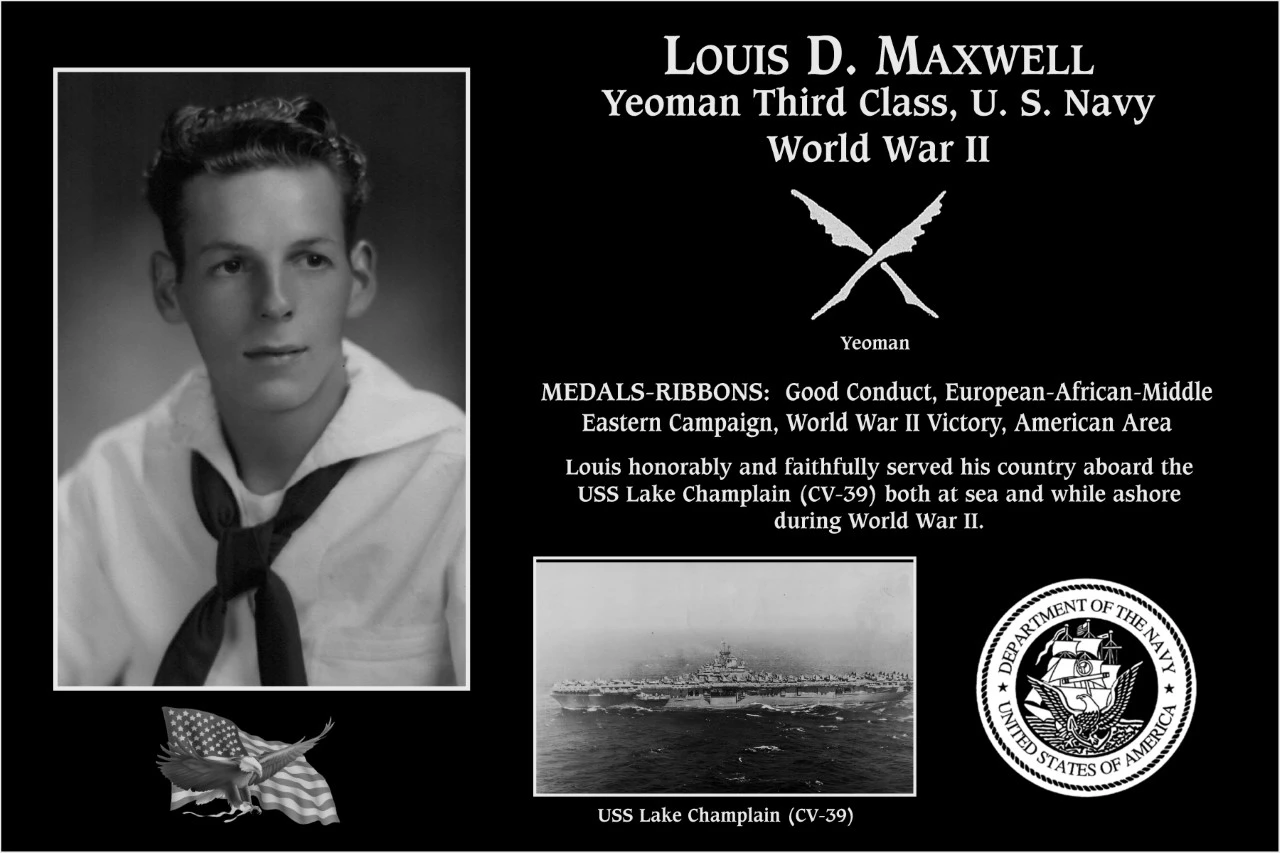 Petty Officer Third Class Louis D. Maxwell | Mt. Soledad Virtual Plaque
