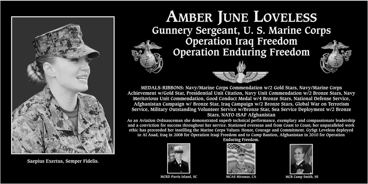 Gunnery Sergeant Amber June Loveless | Mt. Soledad Virtual Plaque