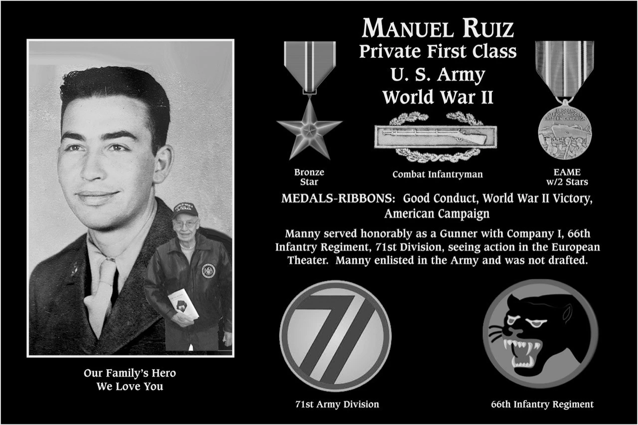 Private First Class Manuel Ruiz | Mt. Soledad Virtual Plaque