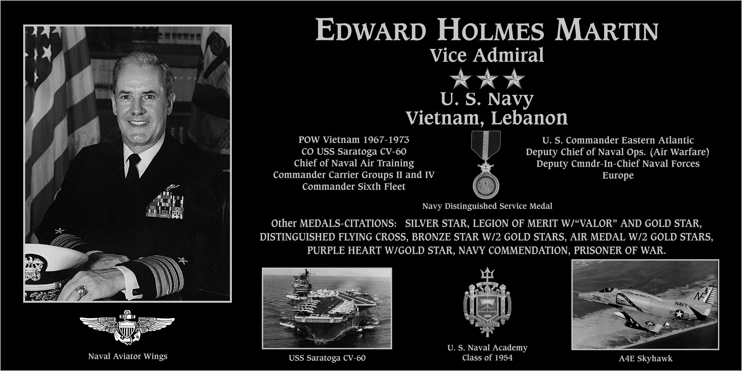 Vice Admiral Edward Holmes Martin | Mt. Soledad Virtual Plaque