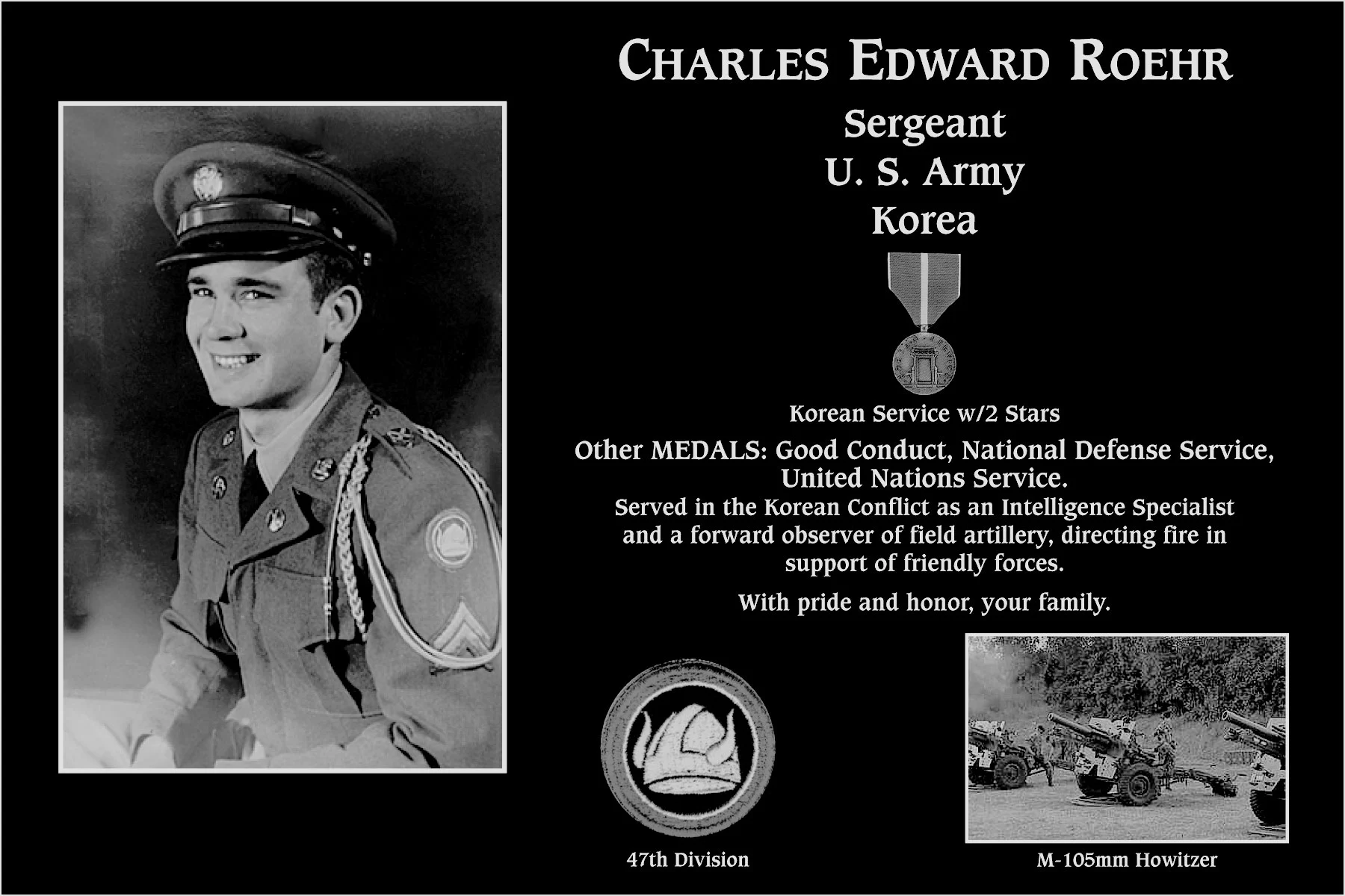 Sergeant Charles Edward Roehr | Mt. Soledad Virtual Plaque