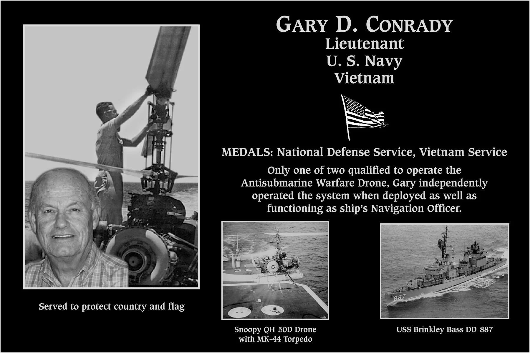 Lieutenant Gary D Conrady | Mt. Soledad Virtual Plaque