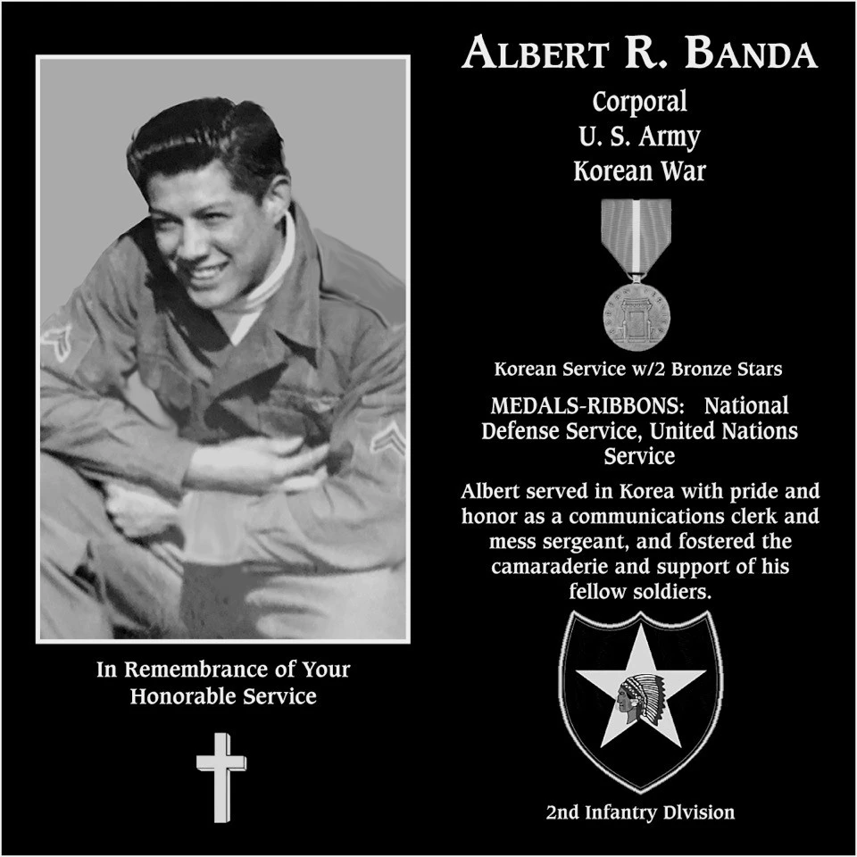 Corporal Albert R. Banda | Mt. Soledad Virtual Plaque