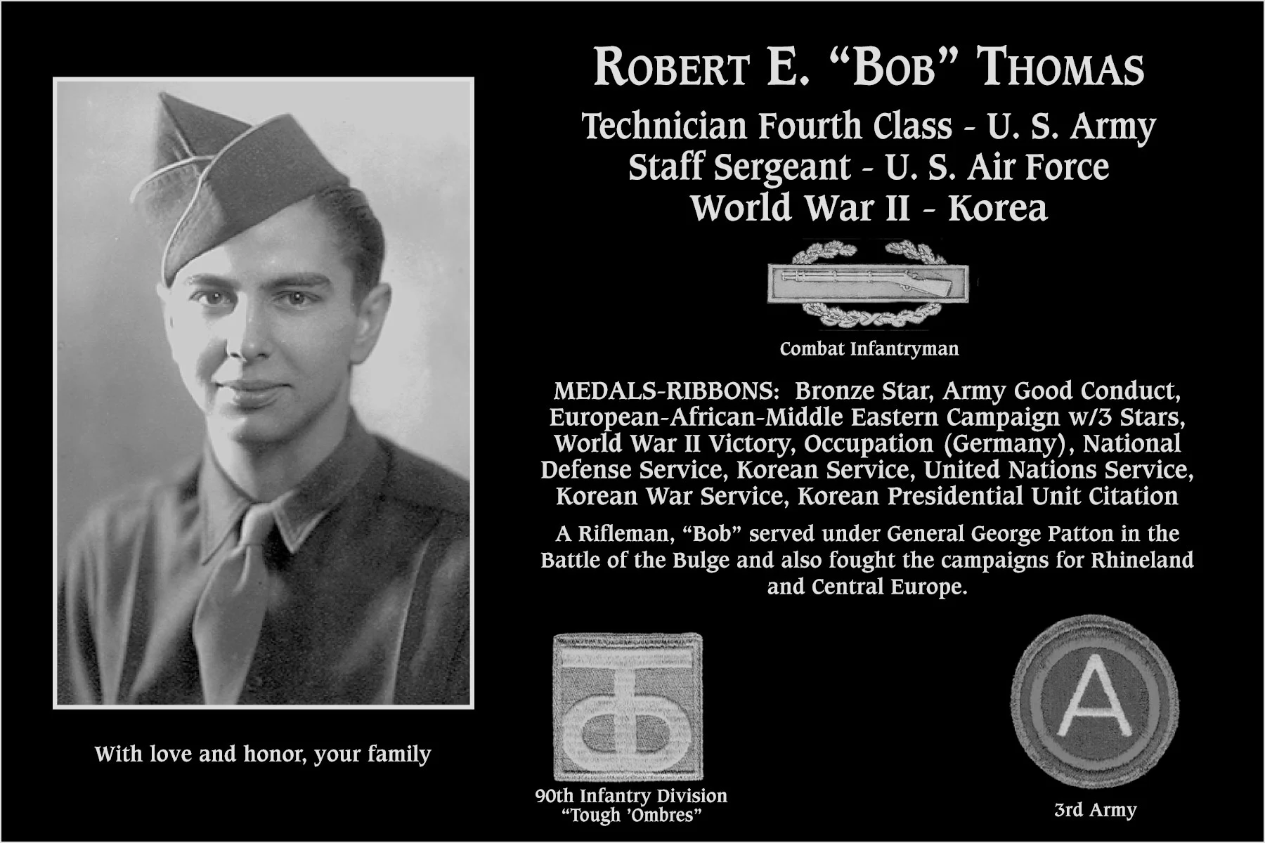 Staff Sergeant Robert E Thomas | Mt. Soledad Virtual Plaque