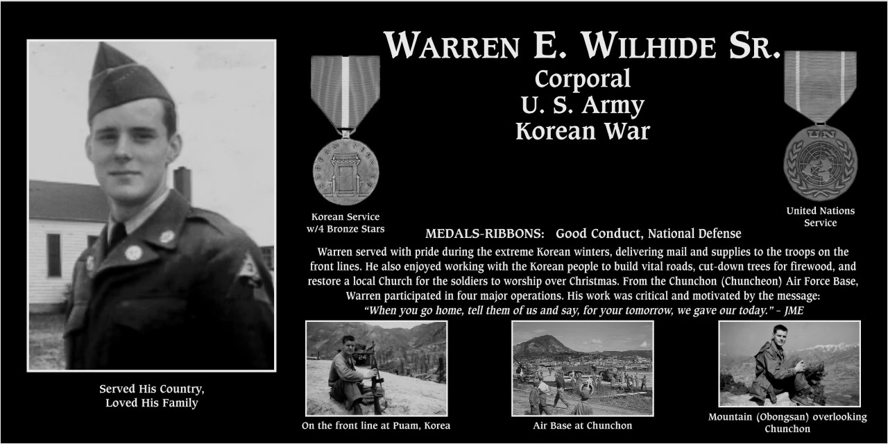 Corporal Warren E. Wilhide Sr. | Mt. Soledad Virtual Plaque
