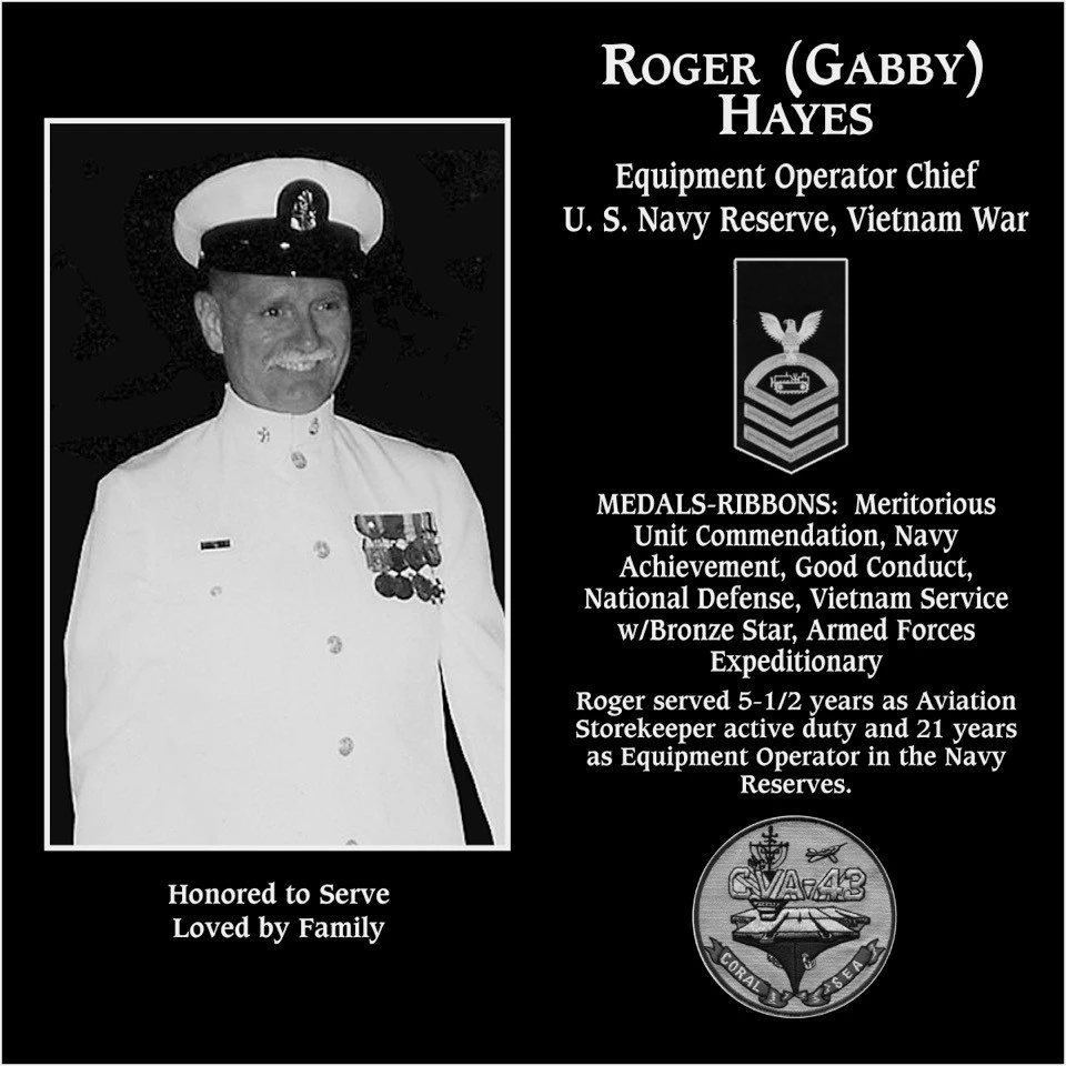 Chief Petty Officer Roger Hayes | Mt. Soledad Virtual Plaque