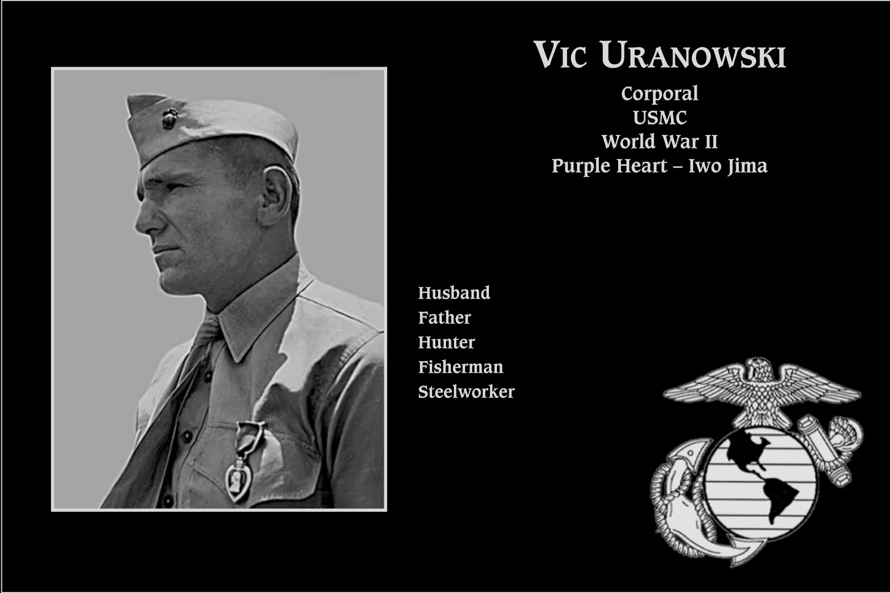 Corporal Vic Uranowski | Mt. Soledad Virtual Plaque