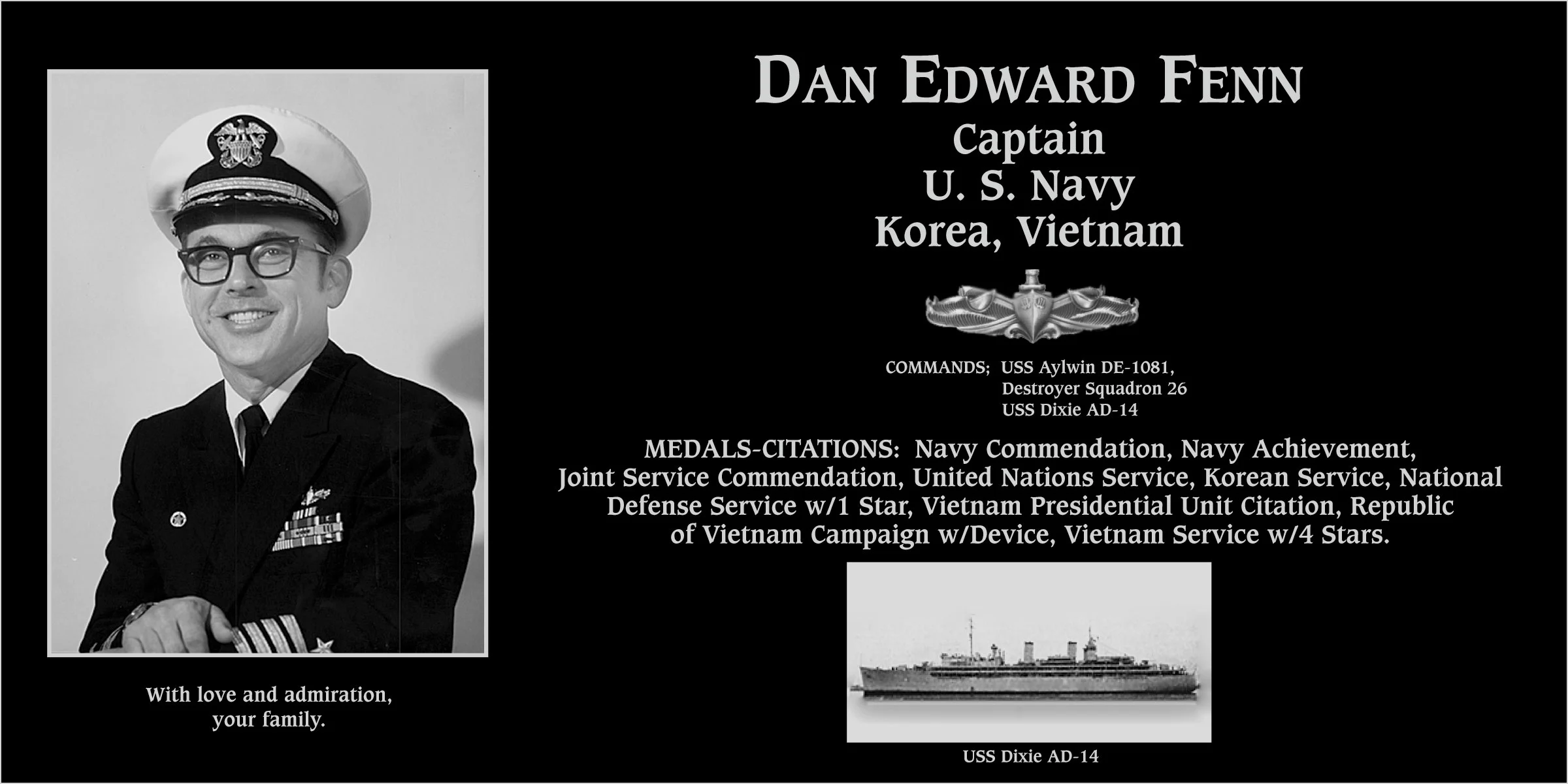 Captain Dan Edward Fenn | Mt. Soledad Virtual Plaque