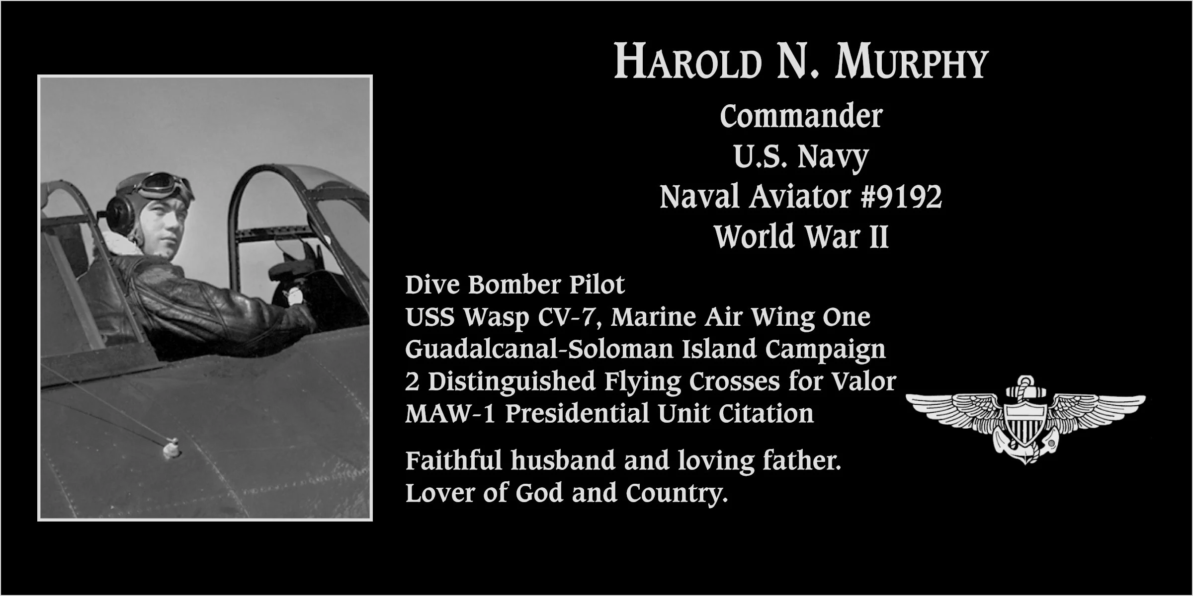 Commander Harold N. Murphy | Mt. Soledad Virtual Plaque