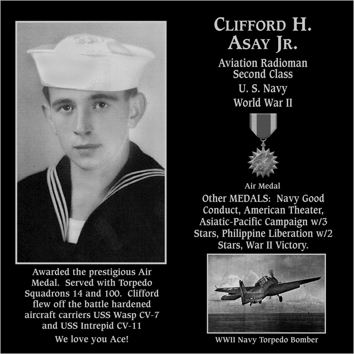 Petty Officer Second Class Clifford H Asay Jr. | Mt. Soledad Virtual Plaque