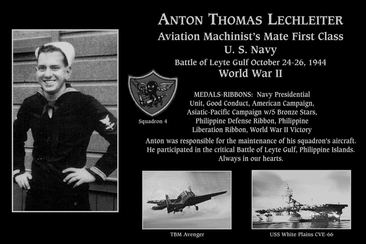Petty Officer First Class Anton Thomas Lechleiter | Mt. Soledad Virtual ...