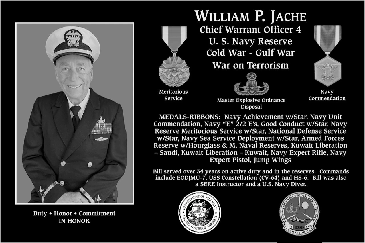 Chief Warrant Officer 4 William P. Jache | Mt. Soledad Virtual Plaque