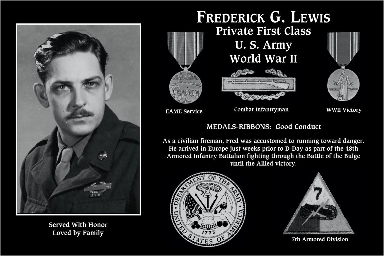 Private First Class Frederick G. Lewis | Mt. Soledad Virtual Plaque