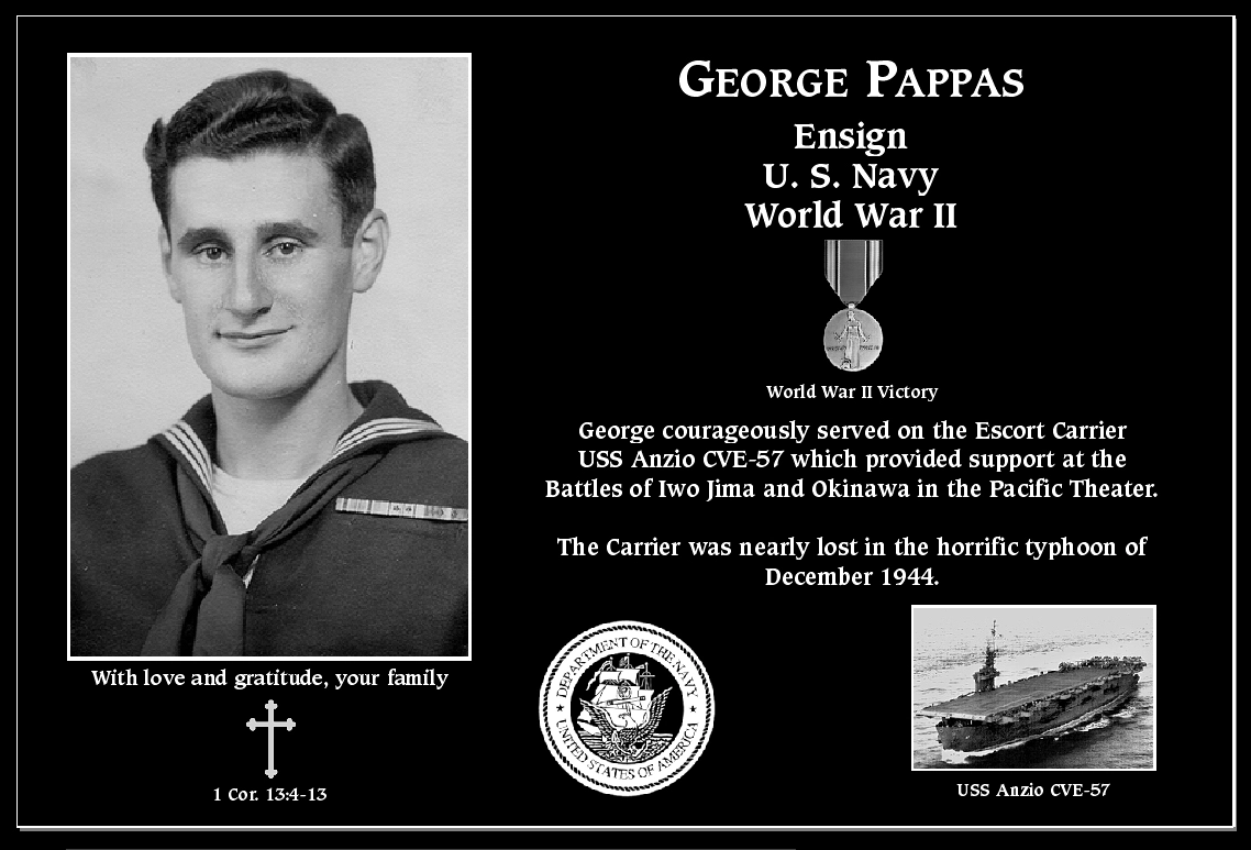 Ensign George Pappas | Mt. Soledad Virtual Plaque