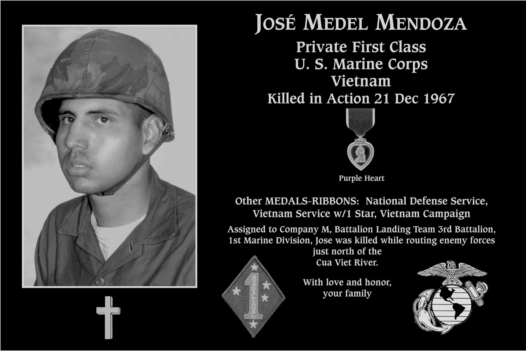 Private First Class Jose Medel Mendoza | Mt. Soledad Virtual Plaque