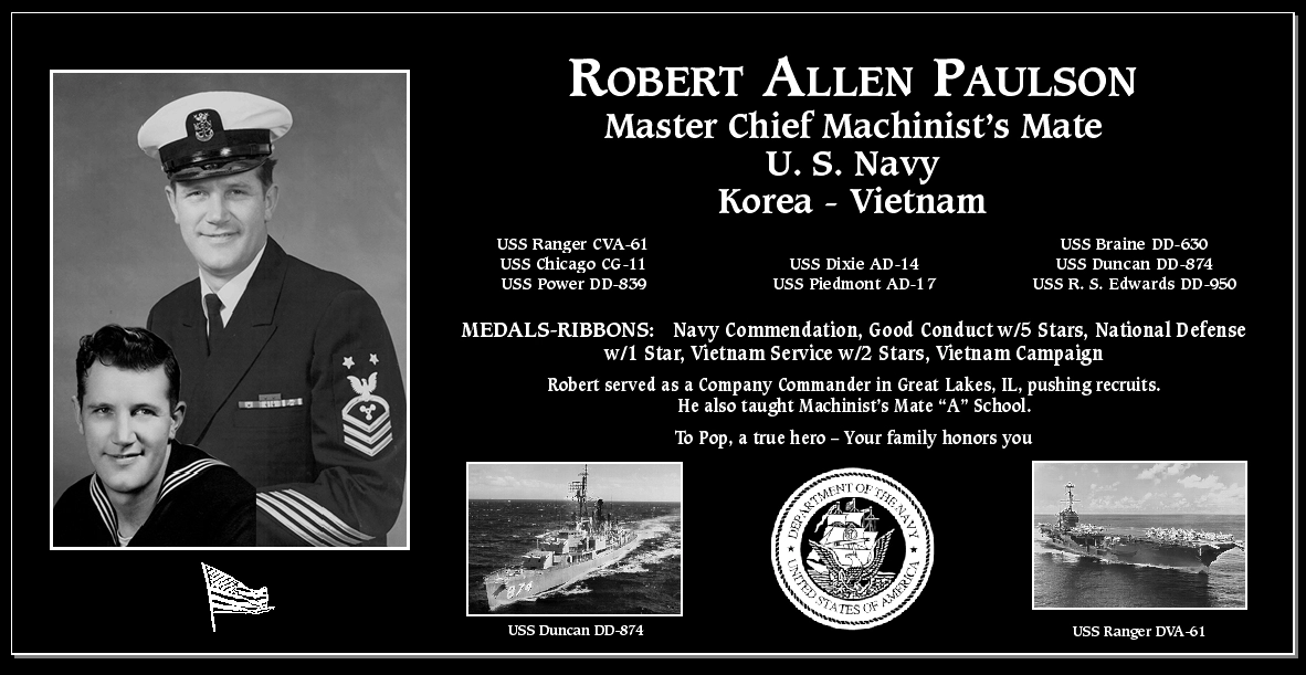 Master Chief Petty Officer Robert Allen Paulson | Mt. Soledad Virtual ...