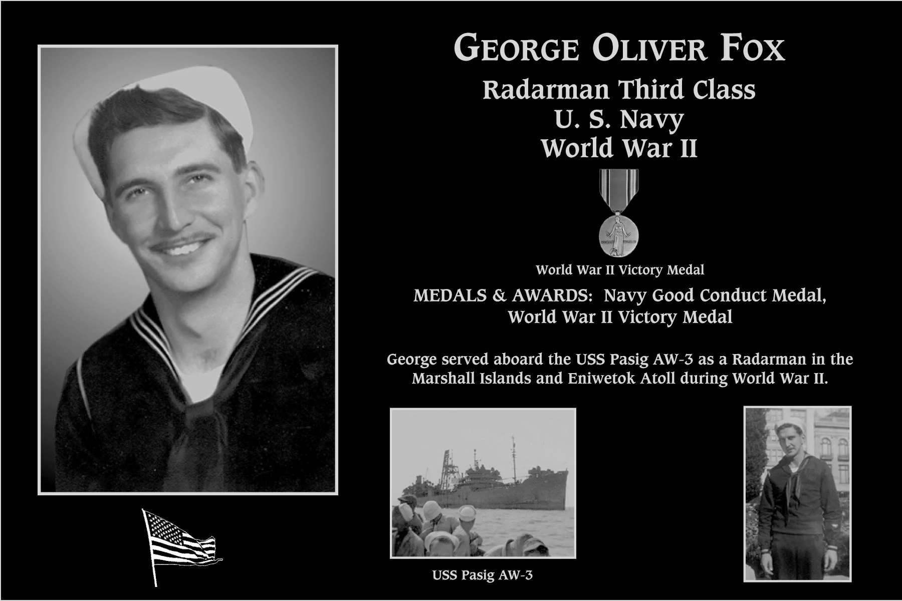 Petty Officer Third Class George Oliver Fox | Mt. Soledad Virtual Plaque