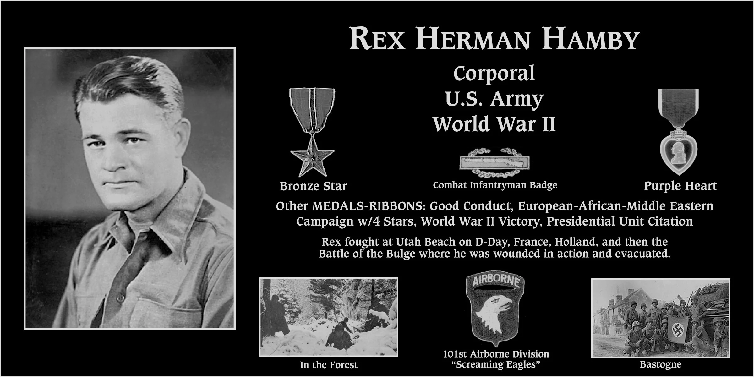 Corporal Rex Herman Hamby | Mt. Soledad Virtual Plaque