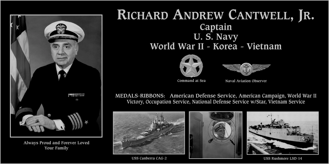 Captain Richard Andrew Cantwell, Jr. | Mt. Soledad Virtual Plaque