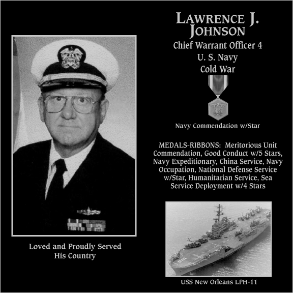 Chief Warrant Officer 4 Lawrence J. Johnson | Mt. Soledad Virtual Plaque