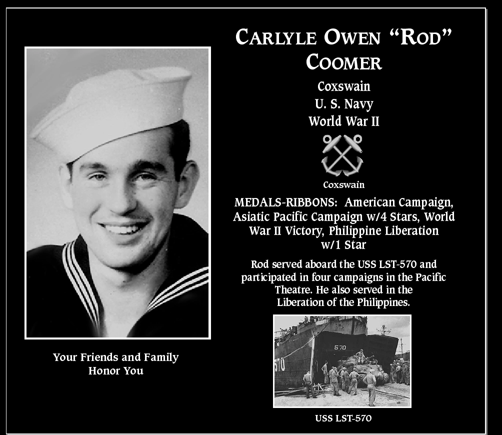 Chief Petty Officer Carlyle Owen Coomer | Mt. Soledad Virtual Plaque
