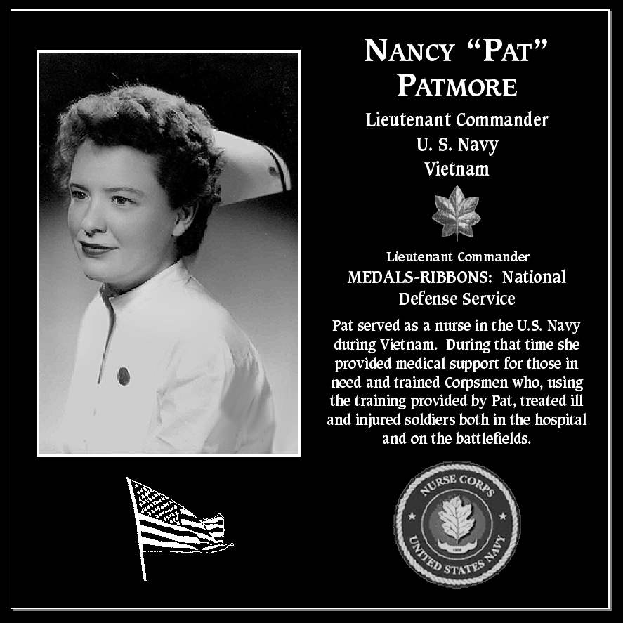 Lieutenant Commander Nancy Patmore | Mt. Soledad Virtual Plaque