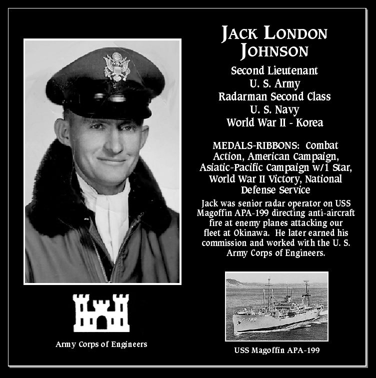 Petty Officer Second Class Jack London Johnson | Mt. Soledad Virtual Plaque