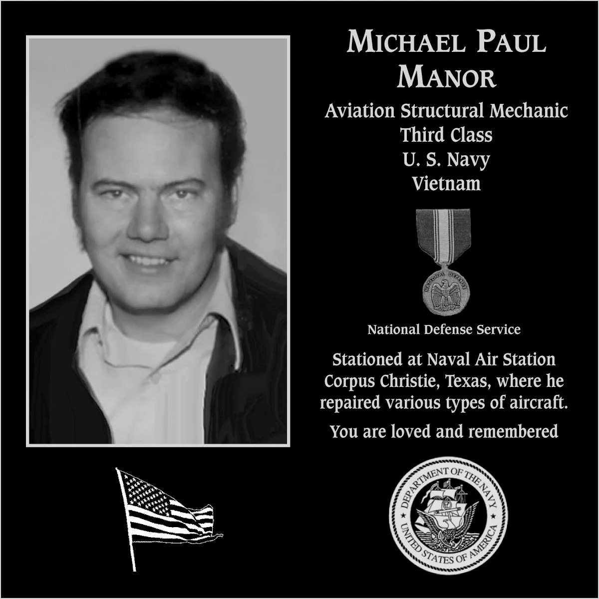 Petty Officer Third Class Michael Paul Manor | Mt. Soledad Virtual Plaque