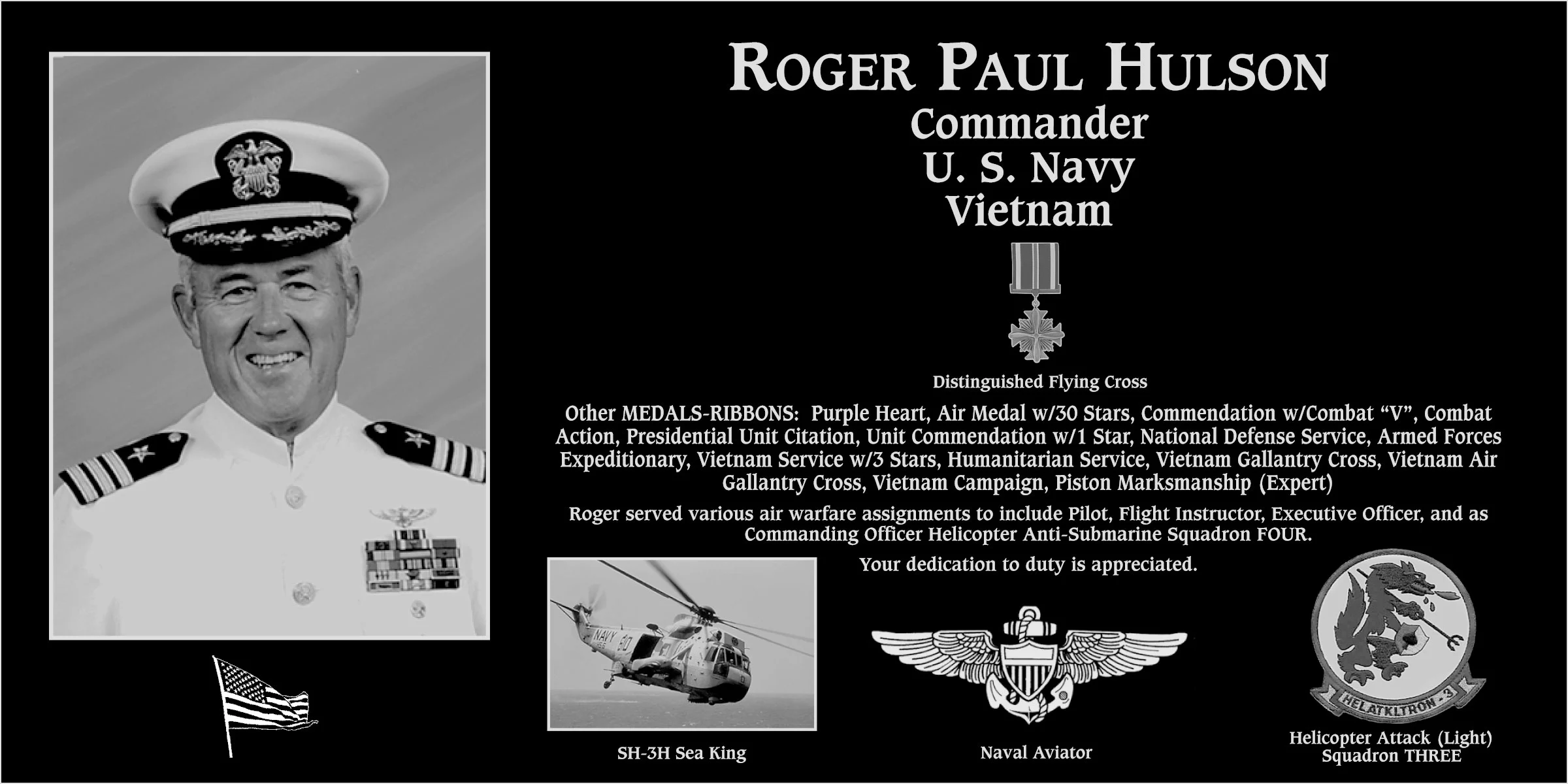 Commander Roger Paul Hulson | Mt. Soledad Virtual Plaque