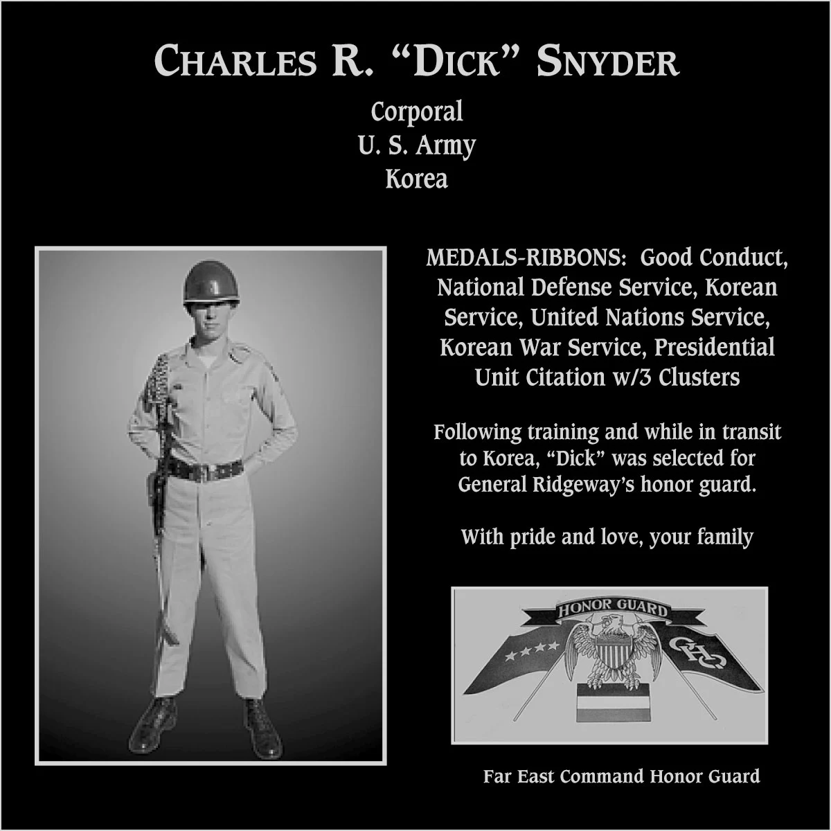 Corporal Charles R. Snyder | Mt. Soledad Virtual Plaque