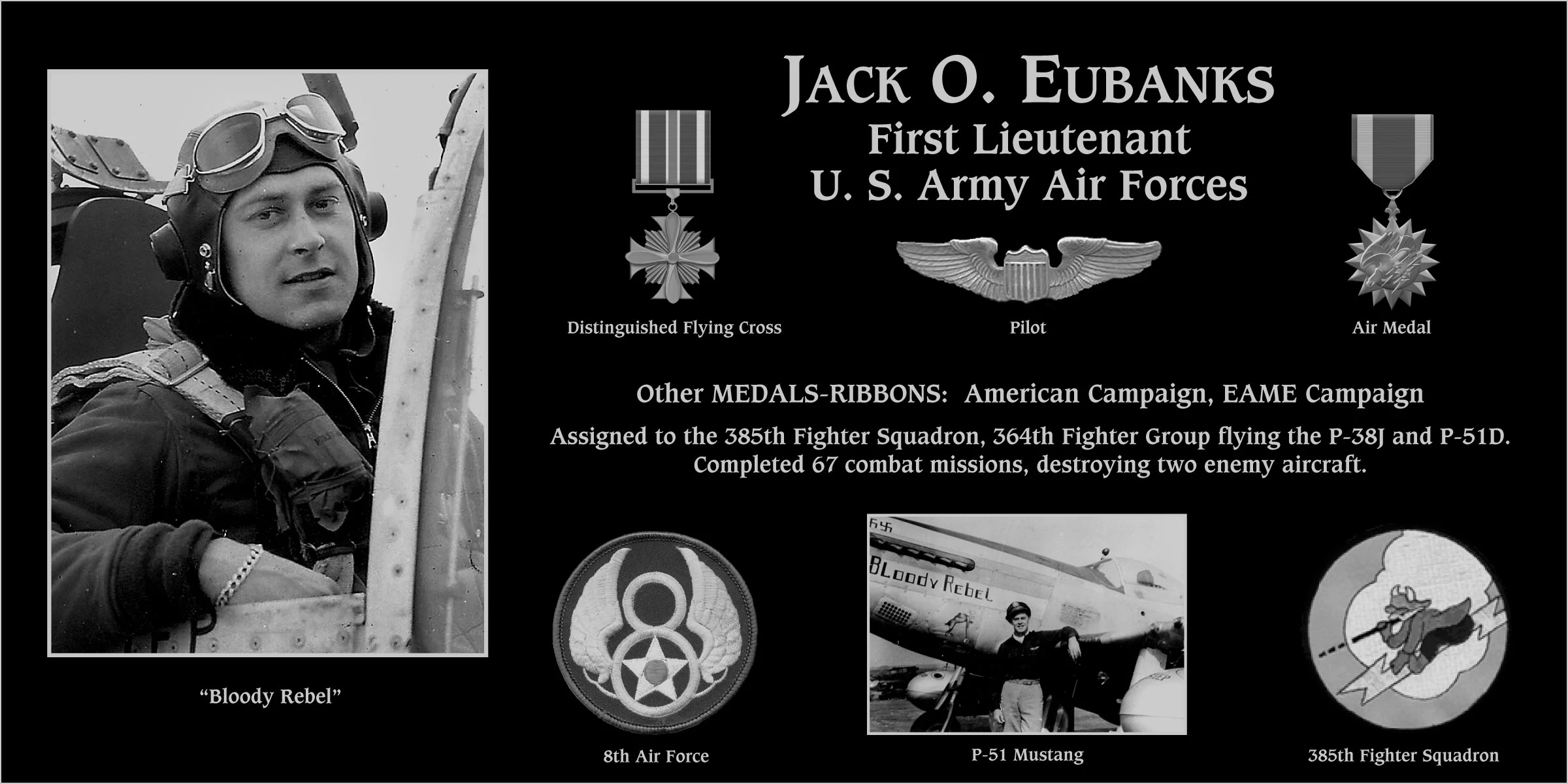 First Lieutenant Jack O. Eubanks | Mt. Soledad Virtual Plaque