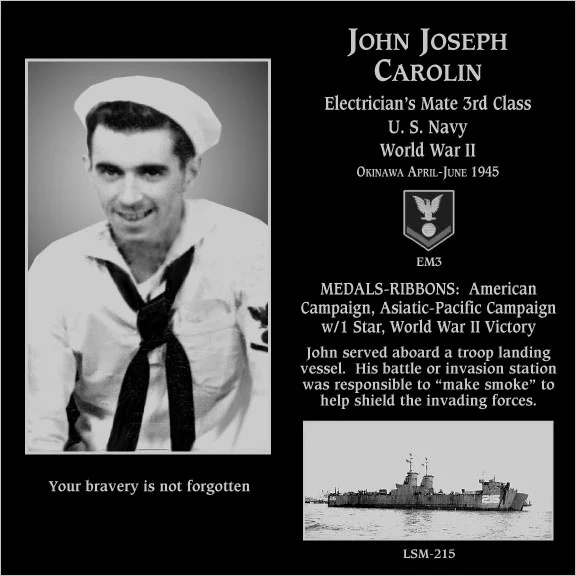 Petty Officer Third Class John Joseph Carolin | Mt. Soledad Virtual Plaque