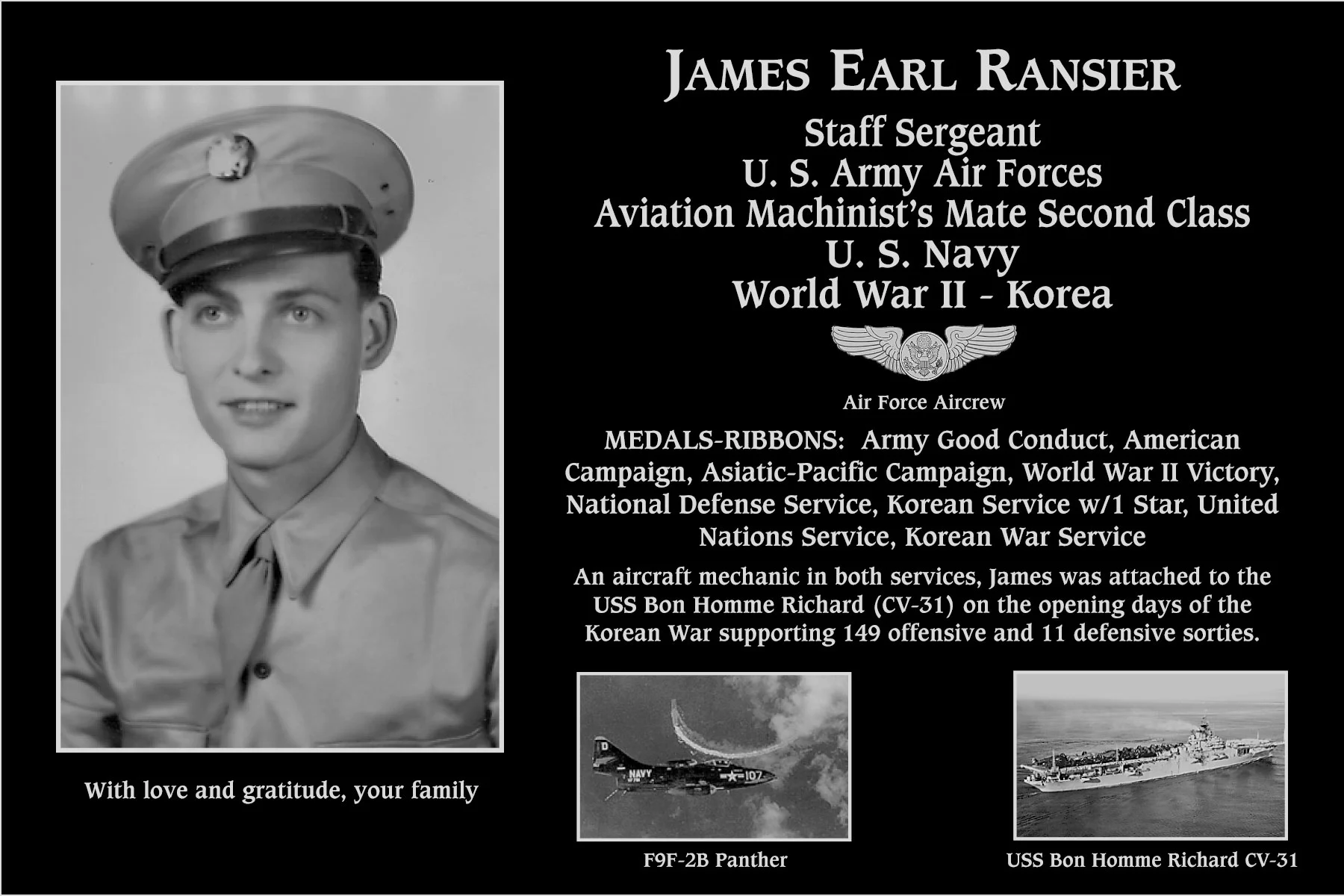 Petty Officer Second Class James Earl Ransier | Mt. Soledad Virtual Plaque