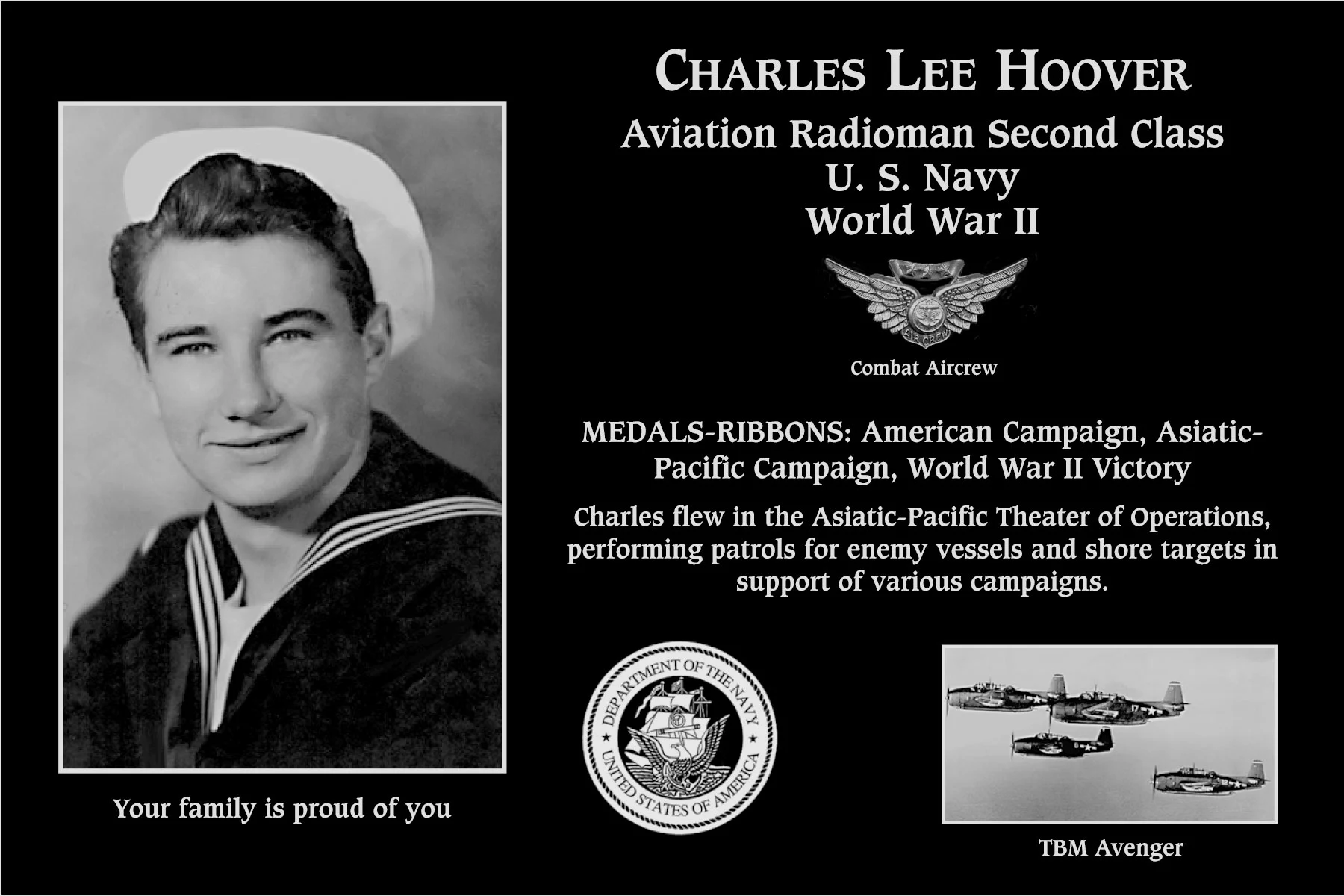 Petty Officer Second Class Charles Lee Hoover | Mt. Soledad Virtual Plaque