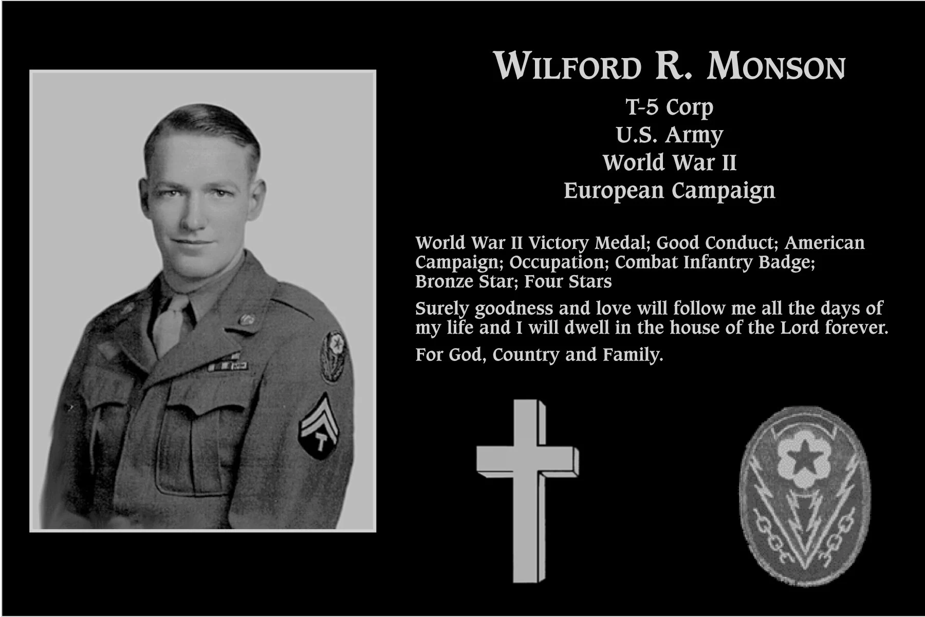 Corporal Wilford R Monson | Mt. Soledad Virtual Plaque