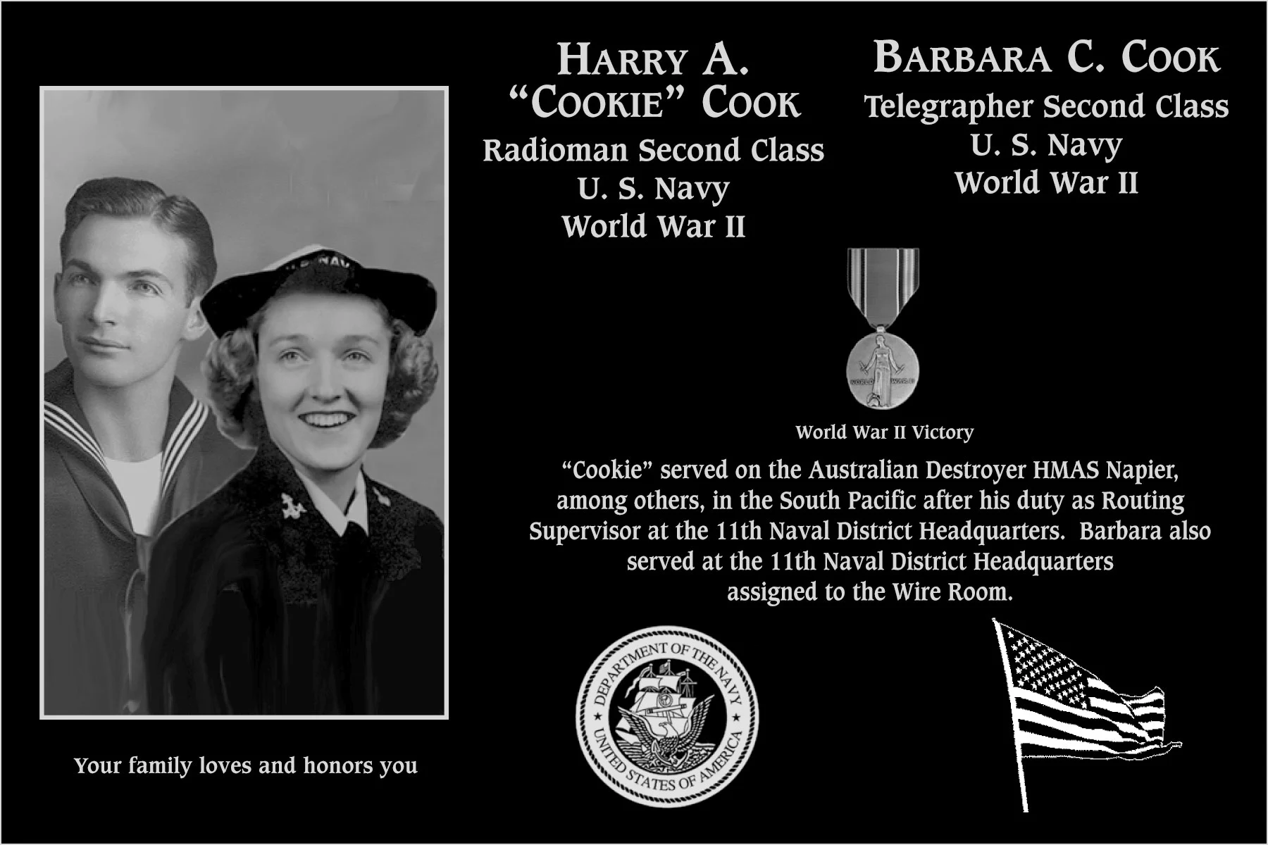 Petty Officer Second Class Harry A. Cook | Mt. Soledad Virtual Plaque