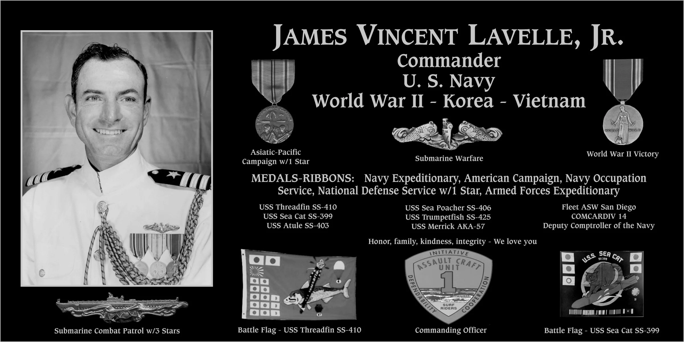 Commander James Vincent Lavelle, Jr. | Mt. Soledad Virtual Plaque