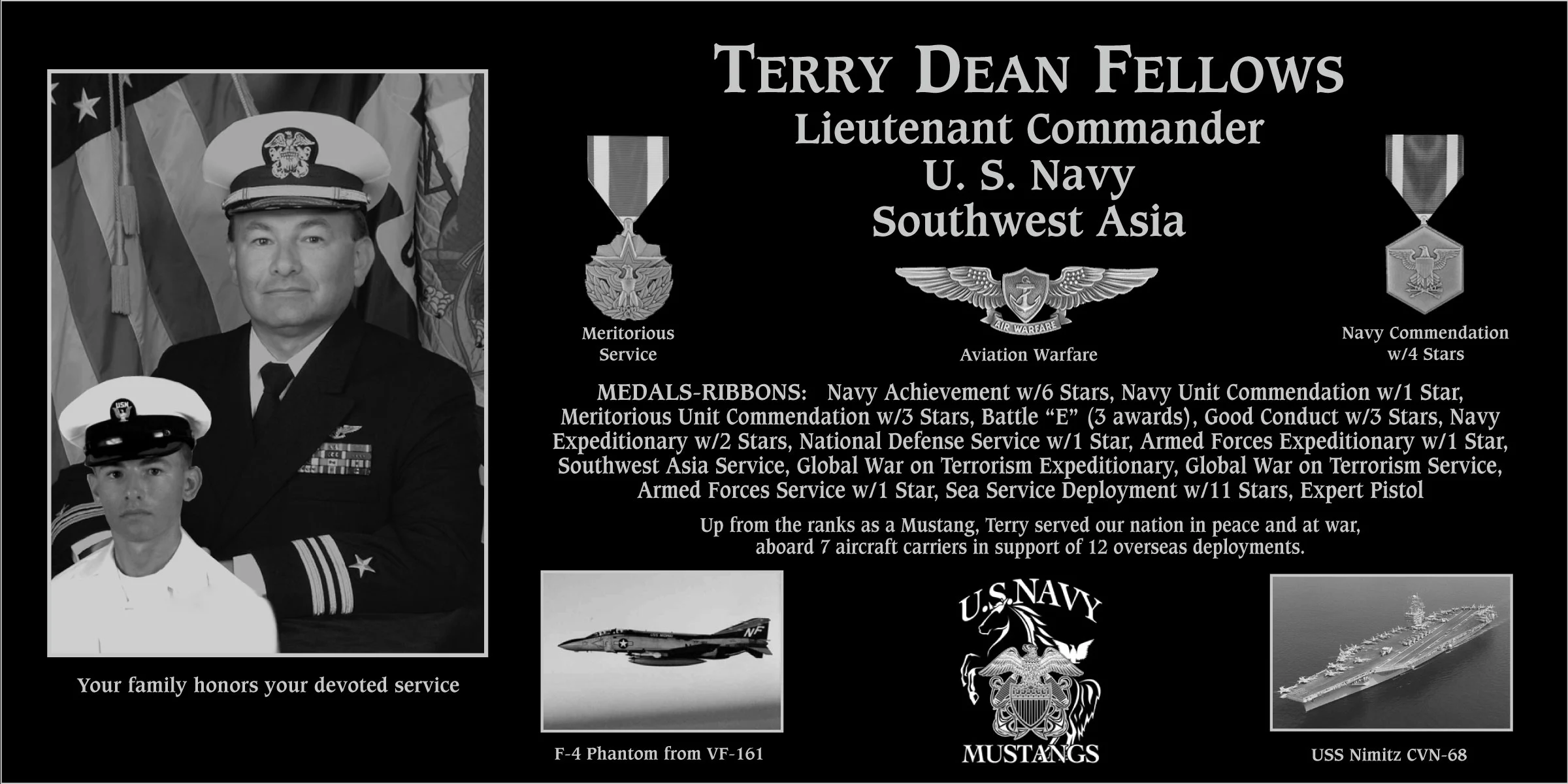Lieutenant Commander Terry Dean Fellows | Mt. Soledad Virtual Plaque