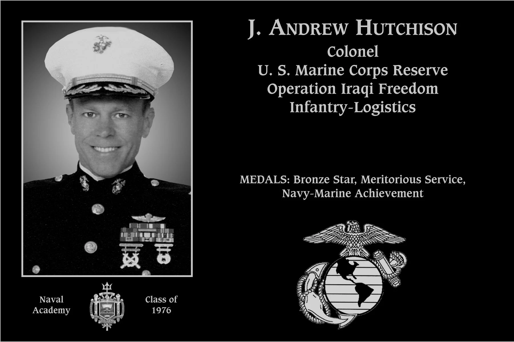 Colonel J. Andrew Hutchison | Mt. Soledad Virtual Plaque