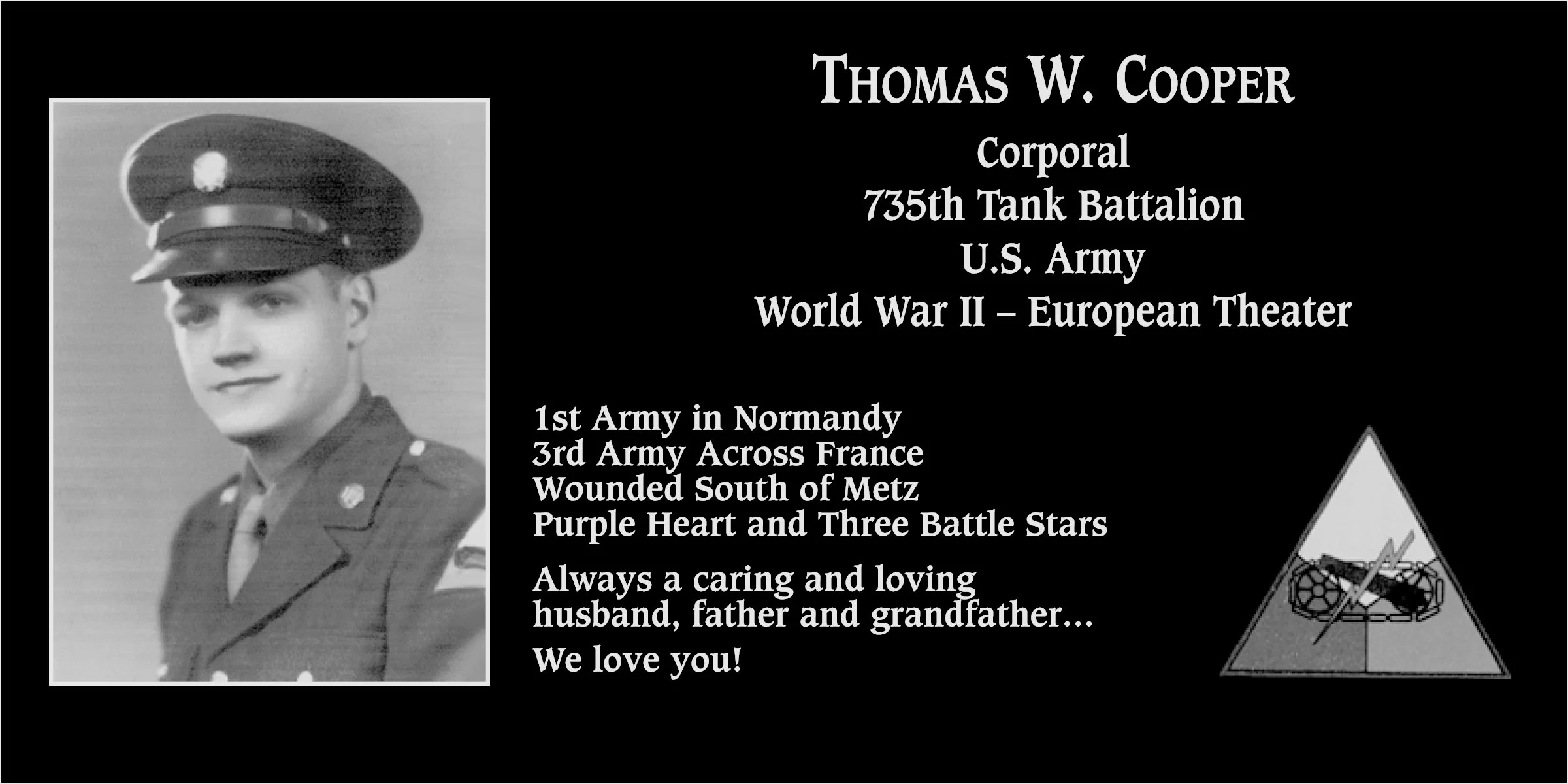 Corporal Thomas W Cooper | Mt. Soledad Virtual Plaque