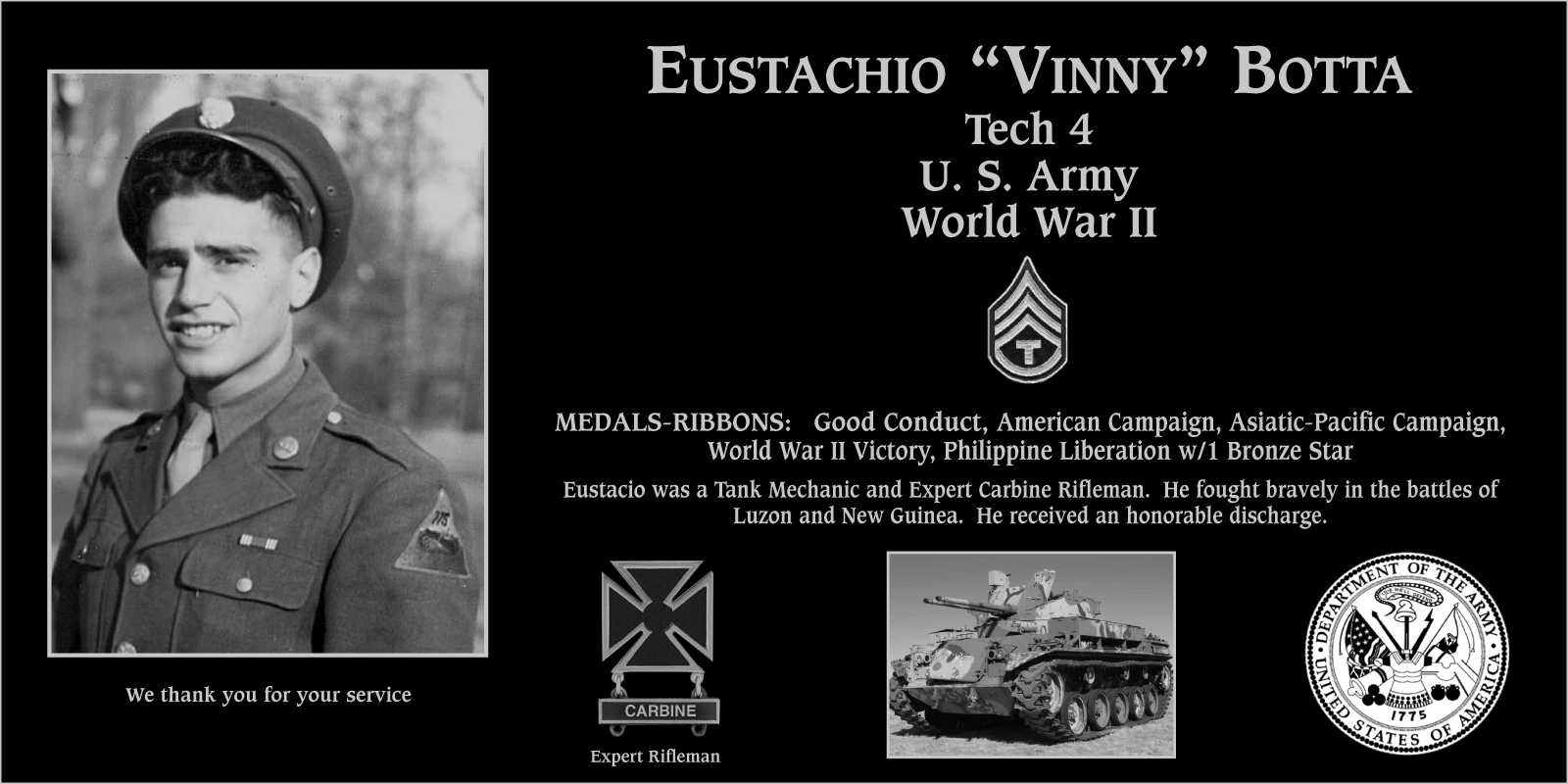 Sergeant Eustachio Botta | Mt. Soledad Virtual Plaque