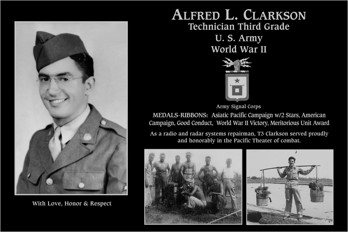 Sergeant Alfred L. Clarkson | Mt. Soledad Virtual Plaque