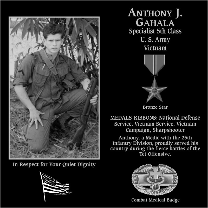Sergeant Anthony J Gahala | Mt. Soledad Virtual Plaque