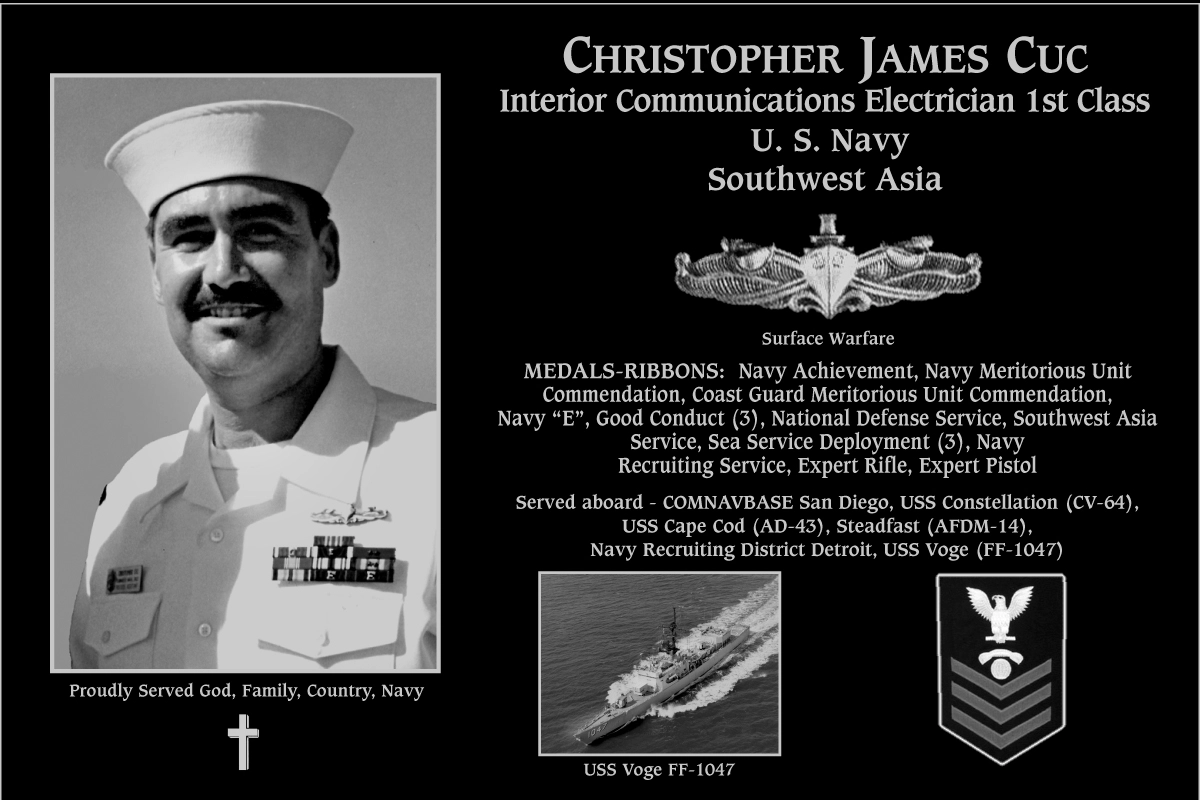 Petty Officer First Class Christopher James Cuc | Mt. Soledad Virtual ...