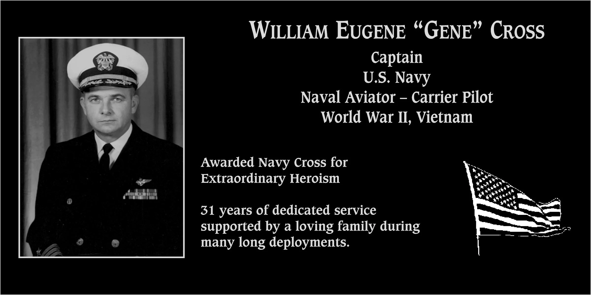 Captain William Eugene Cross | Mt. Soledad Virtual Plaque