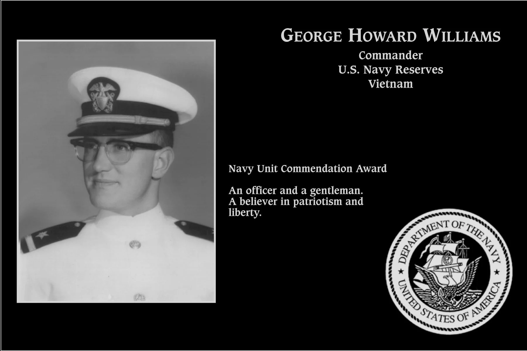 Commander George Howard Williams | Mt. Soledad Virtual Plaque